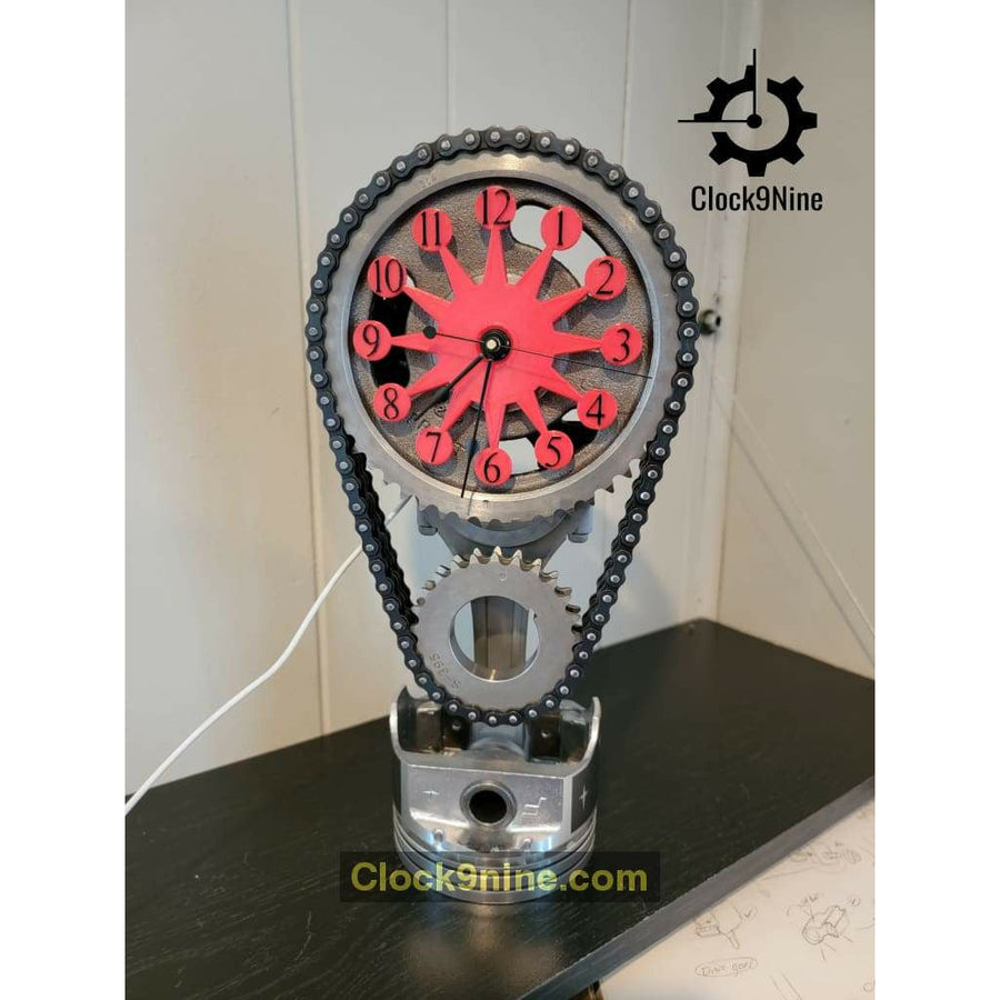 Chevy Big block Timing Chain Clock, Motorized, Rotating. – Clock9nine