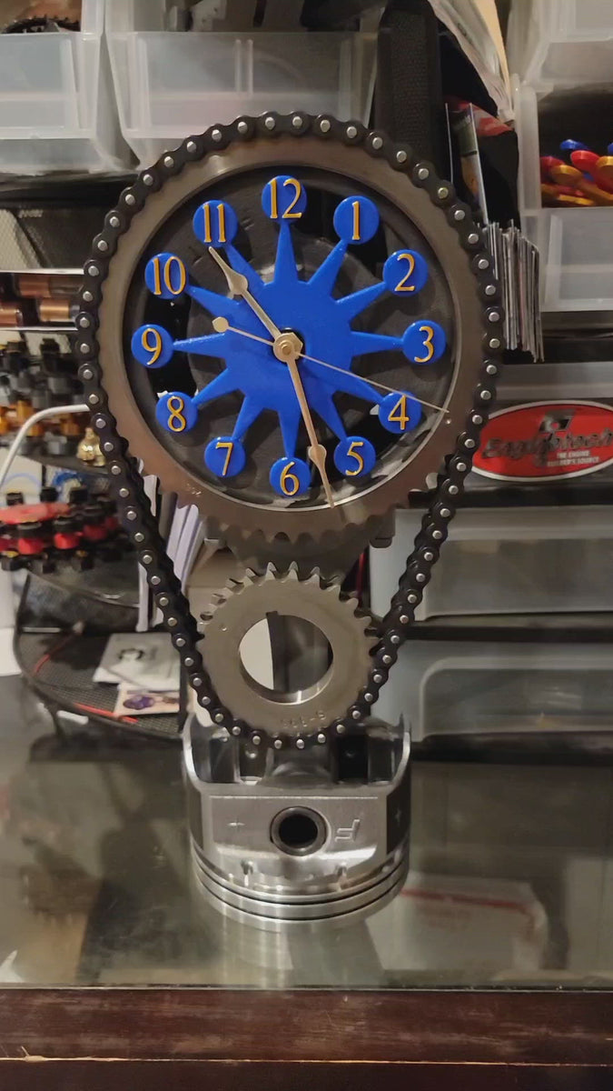 Chevy Big block Timing Chain Clock, Motorized, Rotating. – Clock9nine